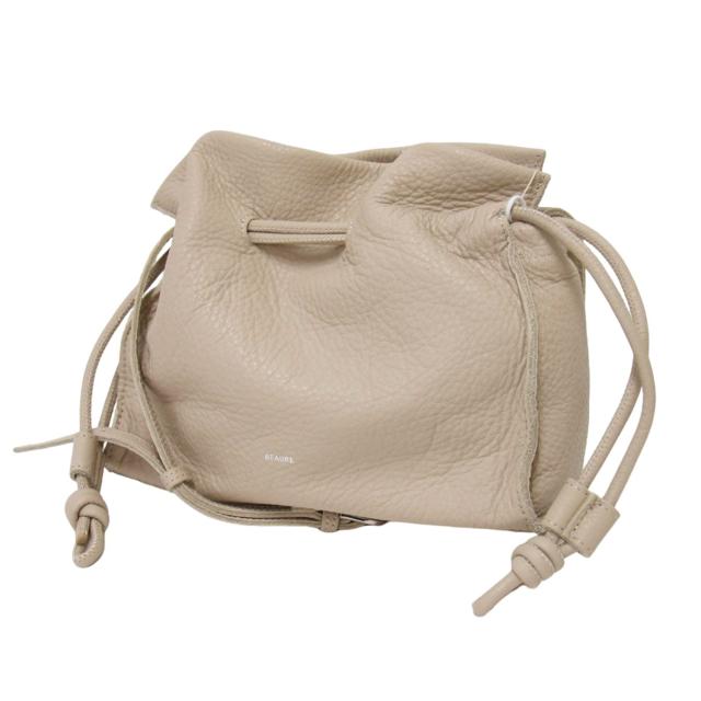 BEAURE ヴュレ バッグ ベージュ | 24春夏 カウレザー 巾着 ショルダーバッグ / ハンドバッグ | 肩掛け 斜め掛け ギャザー 牛革 | ブランド カバン【レディース】【中古】【美品】【K4576】