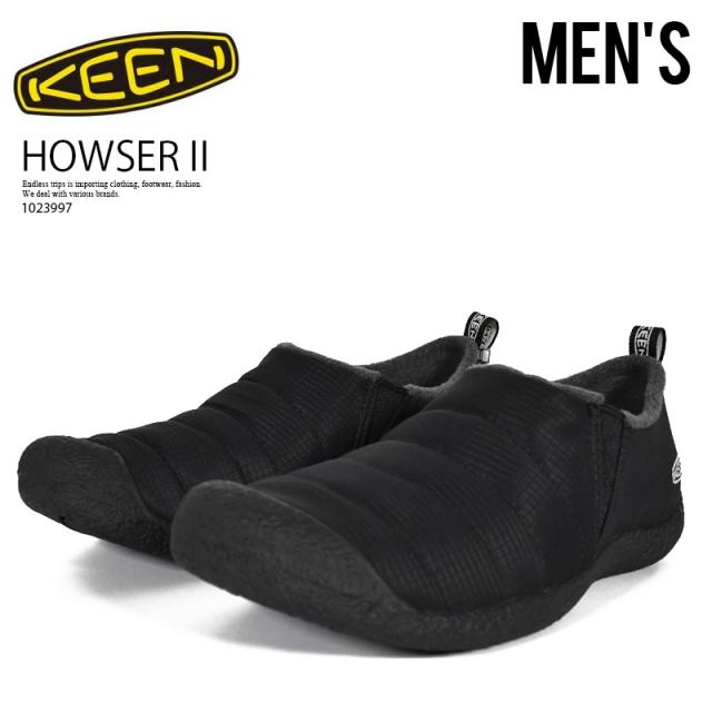 KEEN (キーン) MENS HOWSER II (メンズ ハウザー II スリッポン) メンズ スリッポン シューズ リラックス サイドゴア トレンド シンプル タウンユース デイリーユース 普段使い カジュアル ストリート アウトドア 黒 TRIPLE BLACK (トリプル ブラック) 1023997