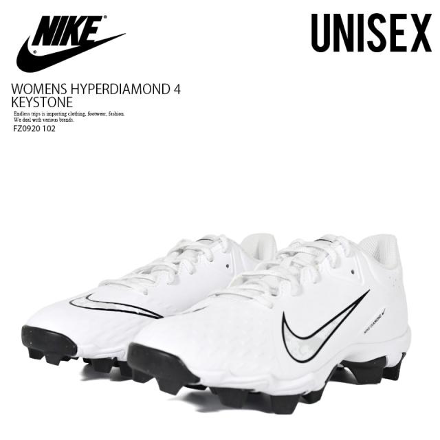 NIKE (ナイキ) W HYPERDIAMOND 4 KEYSTONE (ウィメンズ ハイパーダイアモンド 4 キーストーン (レディースモデル) 野球 スパイク ベースボール メンズ レディース シューズ 白 黒 	WHITE/PURE PLATINUM-BLACK (ホワイト/ピュア プラチナム-ブラック) FZ0920 102