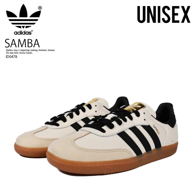 adidas (アディダス) SAMBA OG W (サンバ オリジナル ウィメンズ) レディース ローカット スニーカー 普段使い カジュアル サッカー ストリート レトロ クラシック ヌバック ガム CREWHT/CBLACK/SANSTR (クリーム/ブラック) ID0478