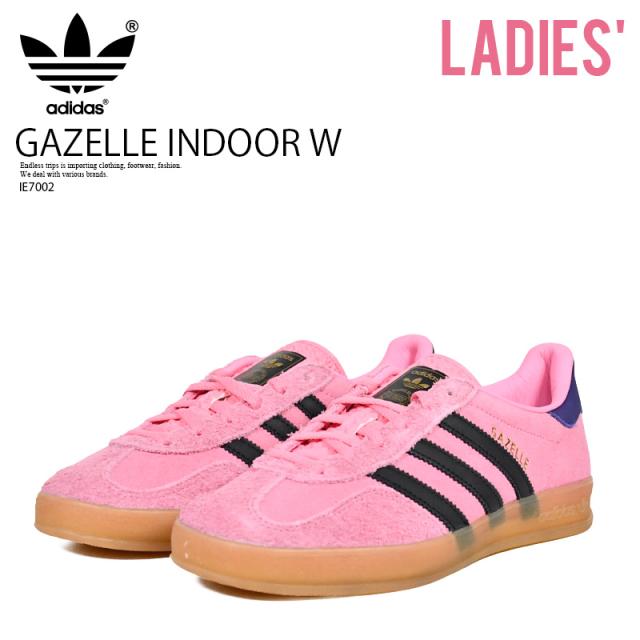 adidas (アディダス) GAZELLE INDOOR W (ガゼル インドア ウィメンズ) ガッツレー レディース ローカット スニーカー シューズ クラシック レトロ タウンユース 普段使い カジュアル ストリート スポーツ BLIPNK/CBLACK/CPURPL (ピンク/ブラック/パープル) IE7002