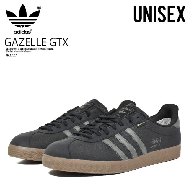adidas (アディダス) GAZELLE GTX (ガゼル ゴアテックス) ガッツレー ユニセックス メンズ レディース ローカット スニーカー GORE-TEX レトロ タウンユース 普段使い カジュアル ストリート アウトドア 黒 CORE BLACK/UTILITY GREY/GUM5 (ブラック/グレー/ガム) JR2727
