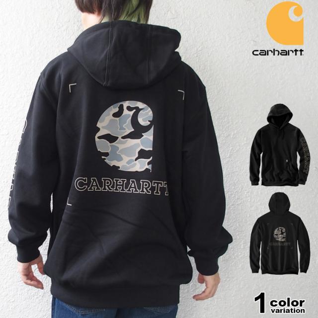 カーハート プルオーバー パーカー スウェット Carhartt Loose Fit Midweight Camo Graphic Sweatshirt USAモデル 裏起毛 メンズ 大きいサイズ 107034