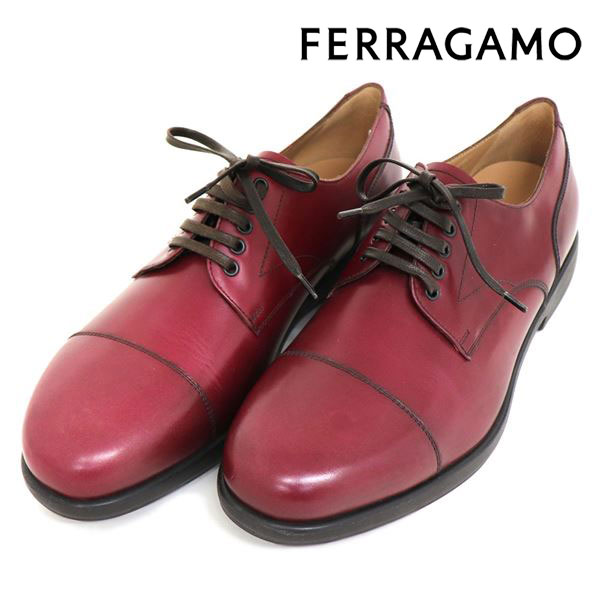 フェラガモ レースアップシューズ メンズ S.FERRAGAMO 展示品商品 ワインレッド M LARRY 0659441 送料無料♪