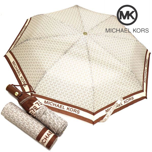 クリスマスセール マイケルコース 折りたたみ傘 レディース 自動開閉 MICHAEL KORS Umbrella 折り畳み傘 35F3GTFN4B VANILLA  ギフトラッピング無料