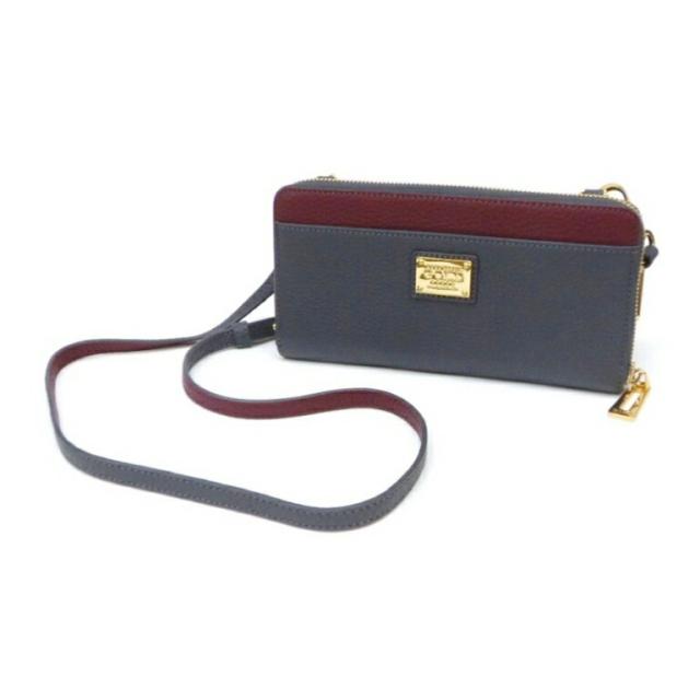 ココセリュックスゴールド  お財布ショルダー ショルダーウォレット グレー×ボルドー【中古】(53527)