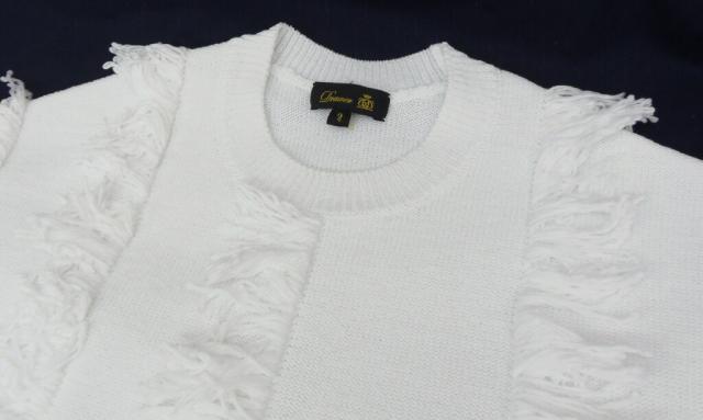 ドゥロワー Drawer 7Gフリンジノースリーブロングニット 白(56805) ドゥロワー Drawer 7Gフリンジノースリーブロングニット 白(56805)