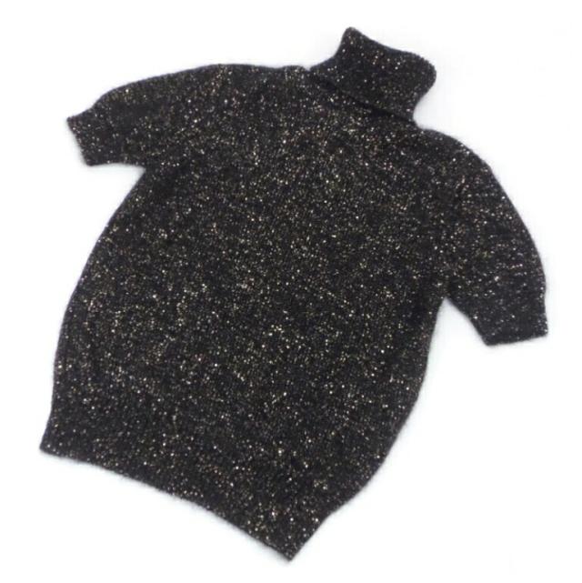 Dolce&Gabbana 半袖ﾊｲﾈｯｸﾆｯﾄ ｾｰﾀｰ ｽﾊﾟﾝｺｰﾙ 黒(57142)