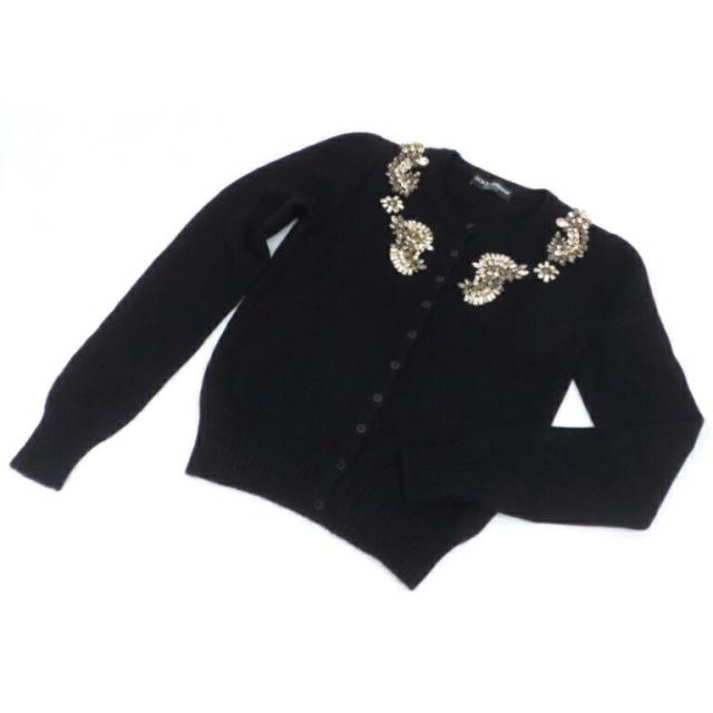 Dolce&Gabbana ﾋﾞｼﾞｭｰ付きﾆｯﾄｶｰﾃﾞｨｶﾞﾝ 黒【中古】(57232)