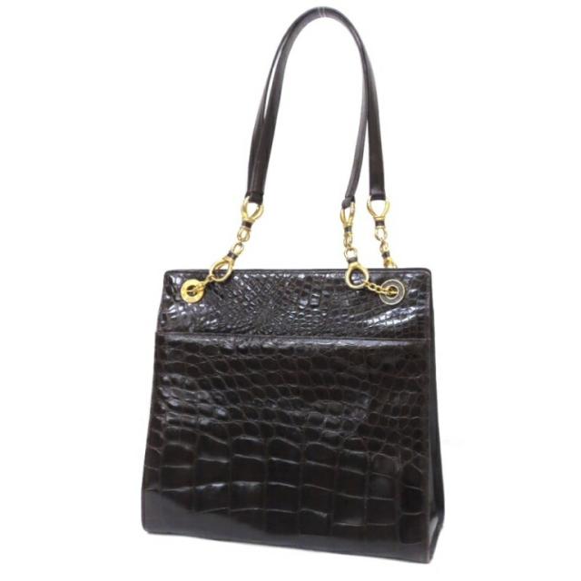 ｺﾝﾃｽ COMTESSE ﾄｰﾄﾊﾞｯｸﾞ ｸﾛｺﾀﾞｲﾙ ﾌﾞﾗｳﾝ 【中古】(61680)