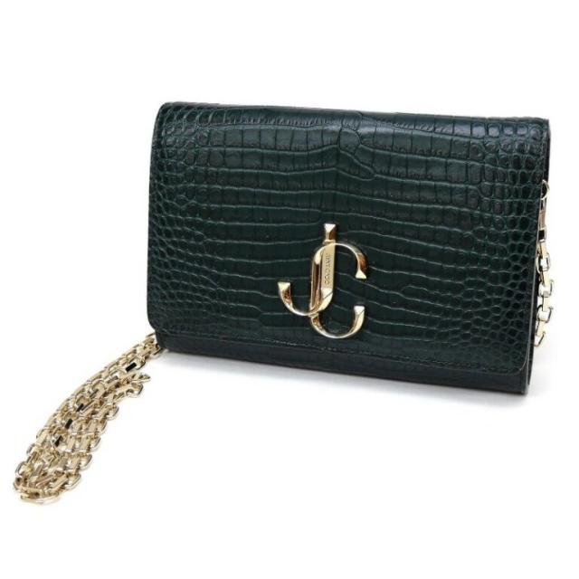 Jimmy Choo ｸﾛｺ調ﾁｪｰﾝｼｮﾙﾀﾞｰﾊﾞｯｸﾞ 2WAY ｸﾞﾘｰﾝ 【中古】(63268)