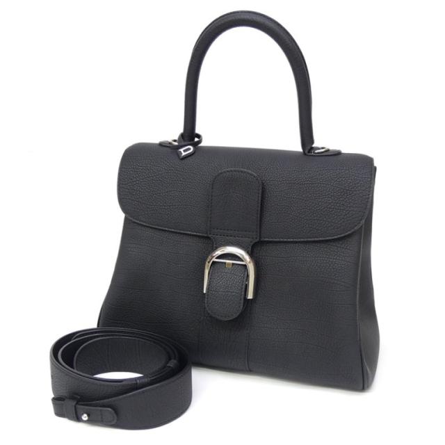 デルヴォー DELVAUX ハンドバッグ ブリヨンMM 2WAY 黒 クリスピーカーフ 【中古】(65790)