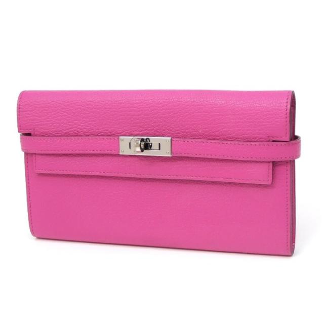 エルメス HERMES 長財布 ケリーウォレット C刻印 ピンク シェブルミゾル 【中古】(65844)