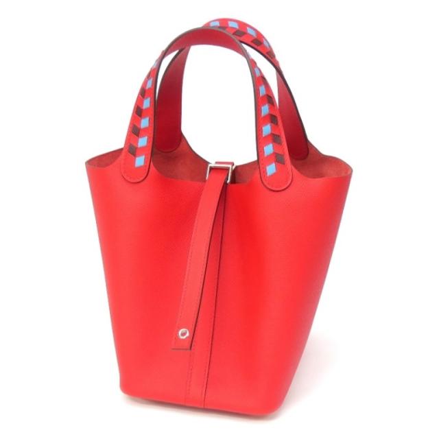 エルメス HERMES ピコタンロックPM トレサージュ D刻印 ルージュクー/ブルーノール/ルージュアッシュ エプソン(66360)