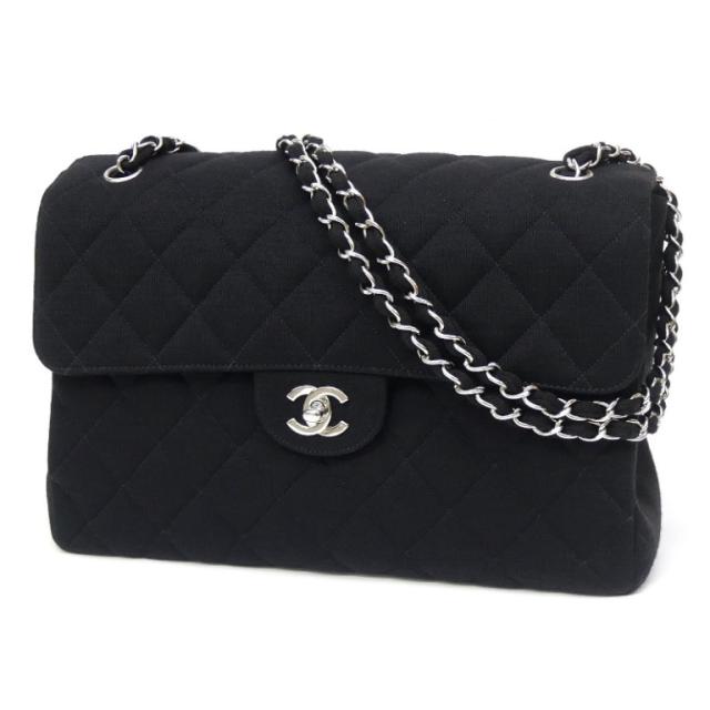 シャネル CHANEL ダブルフェイス チェーンショルダーバッグ マトラッセ ジャージー 黒 【中古】(66724)