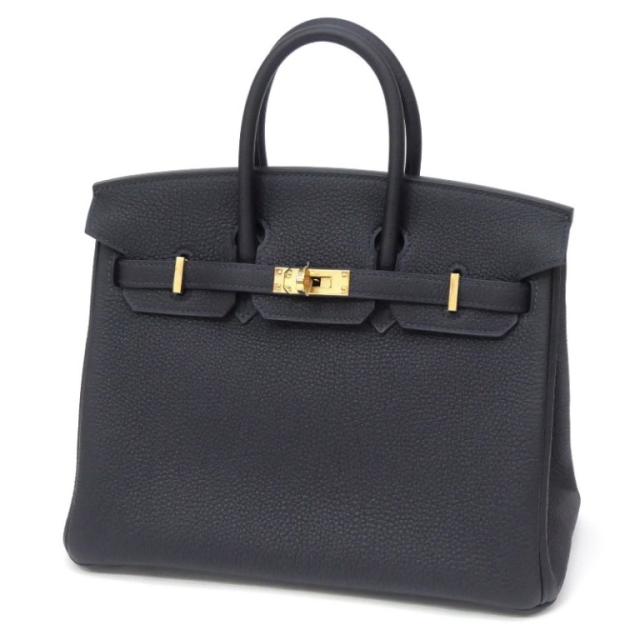 エルメス HERMES ハンドバッグ バーキン25 ローズゴールド金具 U刻印 黒 トゴ(67332)