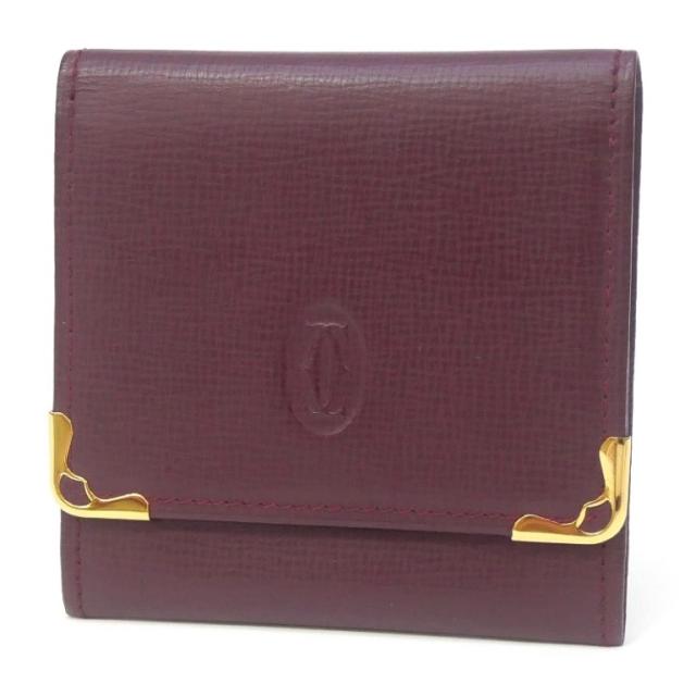カルティエ Cartier ケース マストドゥカルティエ 小銭入れ ボルドー 【中古】(67425)
