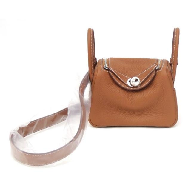 エルメス HERMES ショルダーバッグ リンディミニ W刻印 SV金具 ゴールド トリヨンクレマンス(67502)