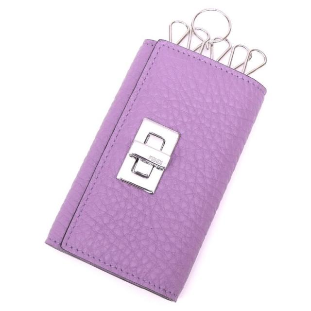 フェンディ FENDI 6連キーケース 8AP159 パープル レザー 【中古】(67595)