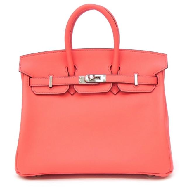 エルメス HERMES ハンドバッグ バーキン25 SV金具 B刻印 ローズテキサス スイフト(67742)