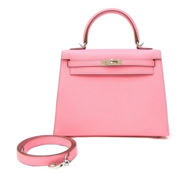 エルメス HERMES ケリー25 外縫い W刻印 ローズコンフェッティ エプソン(68414)