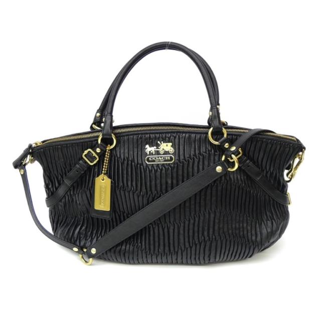 コーチ COACH 2WAYバッグ ギャザー 16264 黒 レザー 【中古】(68824)