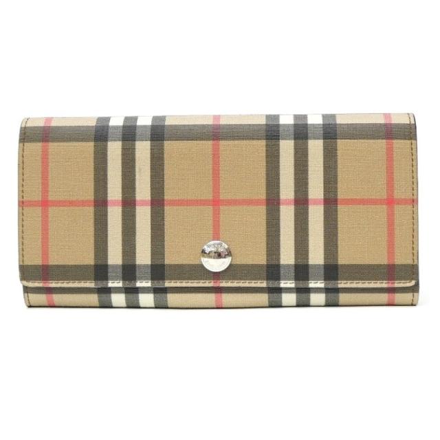 バーバリー BURBERRY かぶせ型長財布 ヴィンテージチェック ベージュ 【中古】(69641)