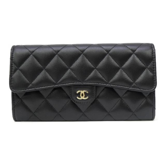 シャネル CHANEL 長財布 クラシックロング 黒 ラムスキン(69686)