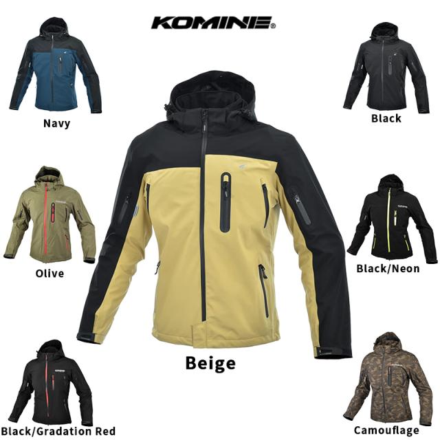コミネ KOMINE JK-555 WP プロテクト3Lパーカ Beige Black/Neon Black/Gradation Red Black Camouflage Navy Olive M〜XLサイズ 07-555