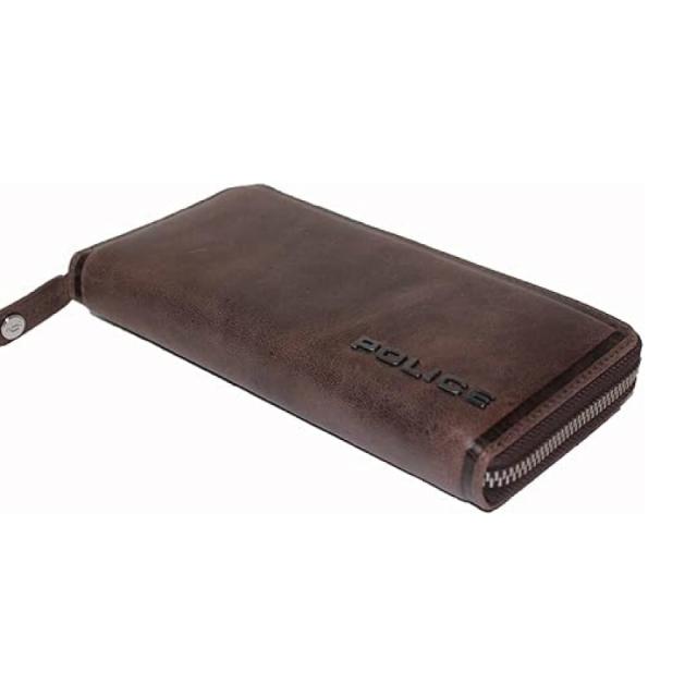 POLICE ポリス EDGE 長財布 ファスナー付 本革 ブラウン PA-58002-29 メンズ ブランド財布