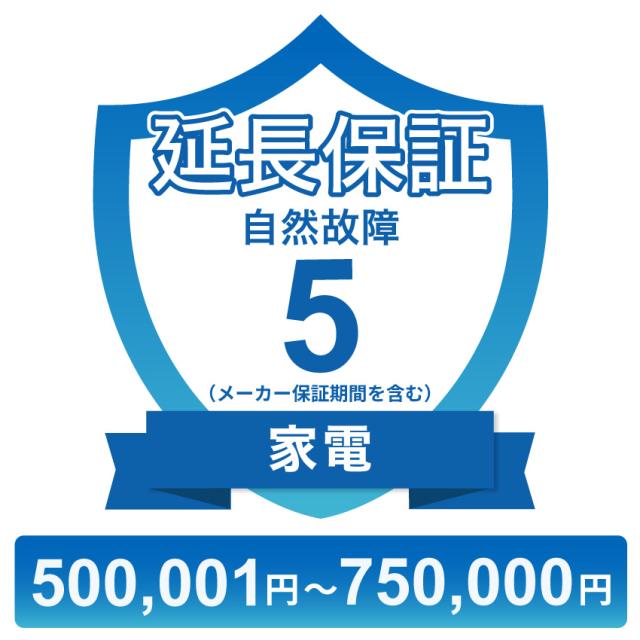家電自然故障保証【5年に延長】500,001円〜750,000円 チケット