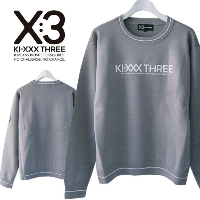 KI-XXX THREE キックスリー ロゴクルーネックニット メンズ 2025秋冬 ゴルフウェア 25AWKM-02