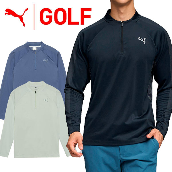 プーマ ゴルフ シャドウキャット ジップモックネック 長袖シャツ メンズ 2025秋冬 ゴルフウェア 635752