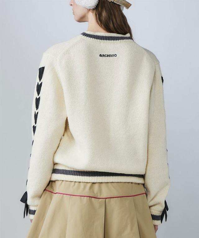 アルチビオ 秋冬 ゴルフ ブレードリボン袖ニット レディース A518115 アルチビオ 秋冬 ゴルフ ブレードリボン袖ニット レディース A518115の