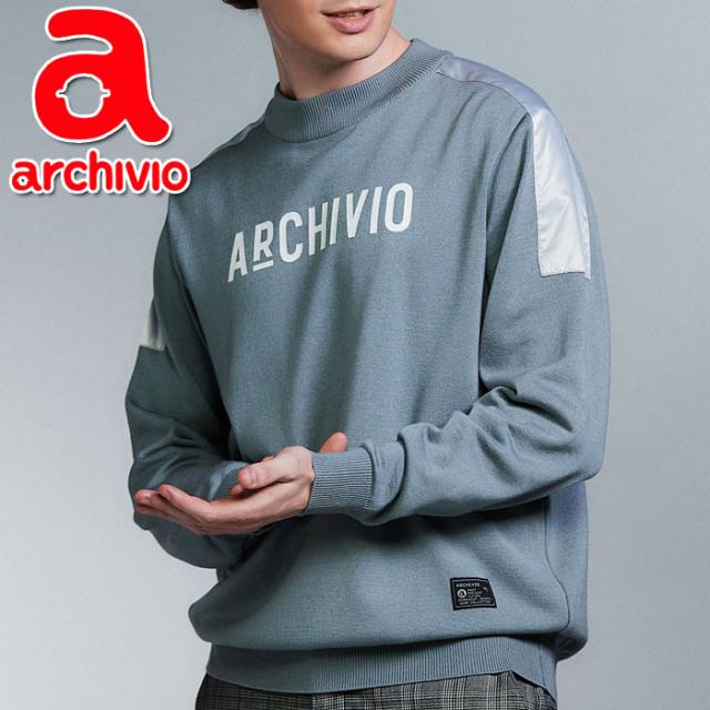 アルチビオ 秋冬 ゴルフ ウール混肩切替ロゴニット 長袖 メンズ A528005