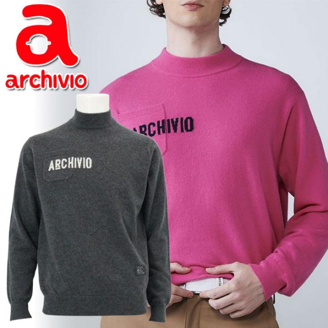 アルチビオ 秋冬 ゴルフ カシミヤ100％ロゴポケットニット 長袖 メンズ A528006