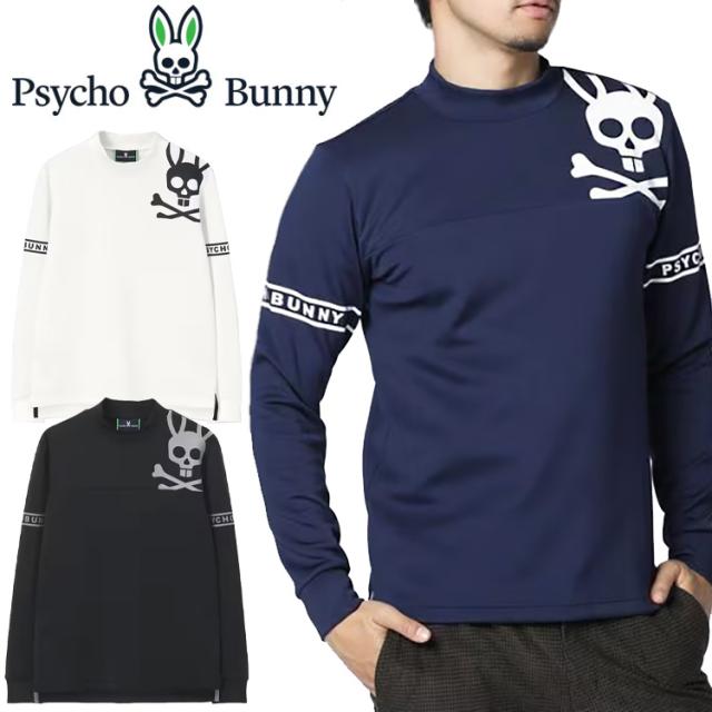 サイコバニー ラインスリーブロゴ モックネックＴシャツ メンズ 2025秋冬 ゴルフウェア GF640