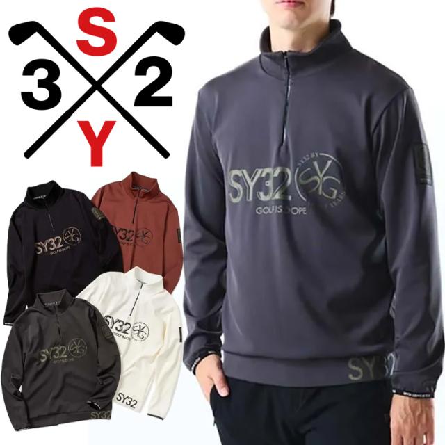 SY32 ゴルフ MAT NEO PRENE PULL ハーフジップスウェットシャツ メンズ 2025秋冬 ゴルフウェア SYG-25A1-26