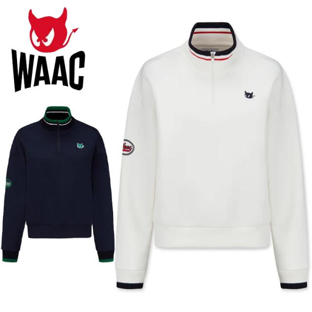 WAAC ワック ダンボールニット スポーティーハーフジップ レディース 2025秋冬 ゴルフウェア 072254080 日本正規品