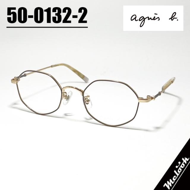 agnes b. アニエス・ベー レディース 眼鏡 メガネ フレーム サングラス 50-0132-2 サイズ48 度付可 ゴールド / ピンクグレー リビジョン製レンズでお好きなサングラス作成可能