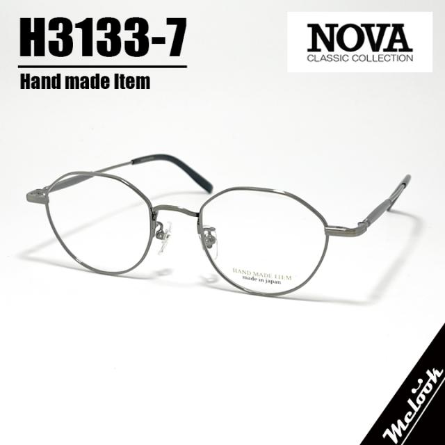 [ NOVA ] ノヴァ Hand made Item ハンドメイドアイテム 国産 メガネ 眼鏡 フレーム 男女兼用 H3133-7-47 ボストン メタル ダークシルバー ブラック Silver 日本製  Hand made in Japan