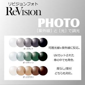 ReVision:PHOTO　リビジョンフォト　可視光調光レンズ　非球面　1.60 ダークグレイ　ダークグリーン　ダークブラウン 3色から選べる可視光調光レンズ　度なし/度つき