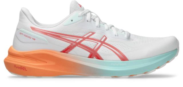asics アシックス GT-1000 13 WHITE/CORA 26 1011B858 101 | スポーツ ウェア シューズ 靴 フィット感 軽量 ローカット クッション性 取替式 取り替え式 アウトドアスポーツ ランニングシューズ ランニング メンズ 練習 試合