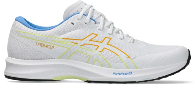 asics アシックス LYTERACER 6 WHITE/AMBER 24.5 1012B764 100 | スポーツ アウトドア ランニング 靴 快適 軽量 練習 トレーニング ジョギング 競技 陸上 学生 マルチシューズ 運動靴 メンズ 大きめサイズ ローカット