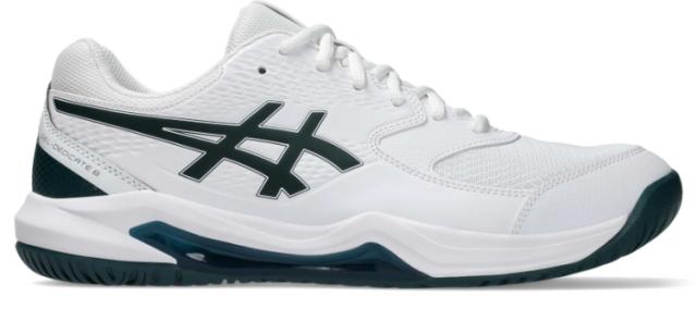 asics アシックス GEL-DEDICATE 8 WHITE/SAXON GREEN 25 1041A410 104 | スポーツ アウトドア 靴 快適 軽量 安定性 クッション性 練習 トレーニング 競技 試合 学生 大人 メンズ ジュニア テニス 大きめサイズ 通気性 オールコート用 ハードコート