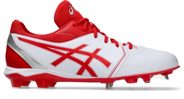 asics アシックス NEOCONNECT WHITE/RED 27.5 1123A054 101 | スポーツ ウェア 靴 シューズ スパイクシューズ グリップ力 フィット感 ローカット 人工皮革 野球 ベースボール 練習 メンズ