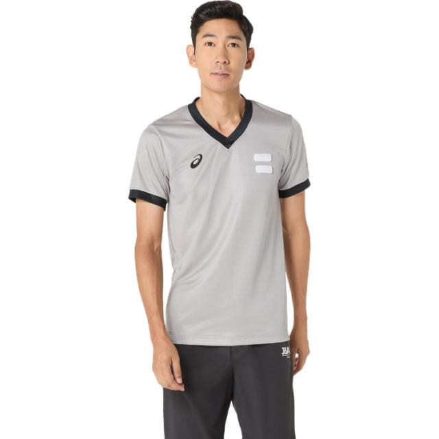 asics アシックス レフリーシャツ シルバーグレー 2XL 2063A421 21 | スポーツ ウェア トップス Tシャツ 半袖 ハーフスリーブ ショートスリーブ Vネック 審判用 バスケットボール トレーニングウェア トレーニング メンズ