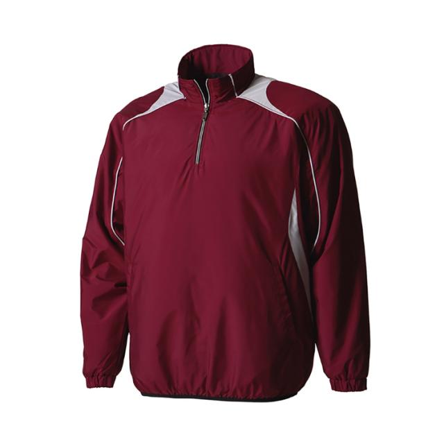 DESCENTE デサント ジュニア 長袖プルオーバーコート エンジxシルバー 130サイズ JSTD-425B ENG | スポーツ スポーツ用品 野球 ベースボール ベースボールウェア トレーニングウェア アウター ジュニア 長袖 プルオーバーコート 防風 はっ水 耐水 中綿 エンジ シルバー 130