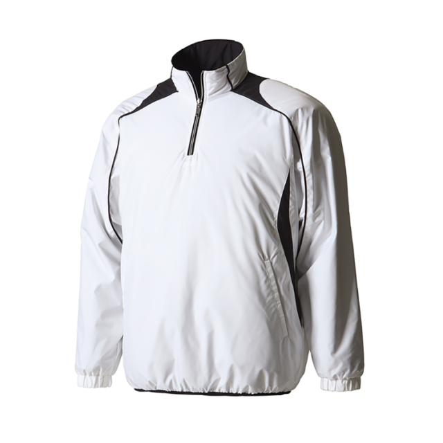 DESCENTE デサント ジュニア 長袖プルオーバーコート ホワイトxブラック 130サイズ JSTD-425B WHT | スポーツ スポーツ用品 野球 ベースボール ベースボールウェア トレーニングウェア アウター ジュニア 長袖 防風 保温 はっ水 耐水 中綿 ホワイト ブラック 130