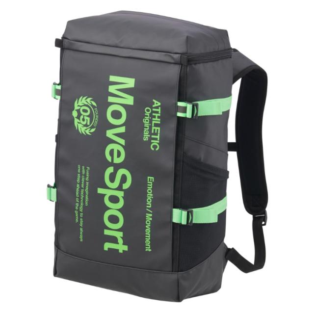 DESCENTE デサント スクエアバッグ３０ ブラックｘネオングリーン F ST5SBP30U BKGR | スポーツ バック リュックサック バックパック リュック ムーブスポーツ デイパック ポリエステルオックス クッション性 キーフック ペンホルダー メッシュポケット 再帰反射